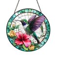 Botanical Hummingbird Flower Stained Glass Suncatcher Window Decor ...