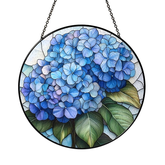 Botanical Hydrangea Inspired Stained Glass Window Suncatcher - Walmart.com