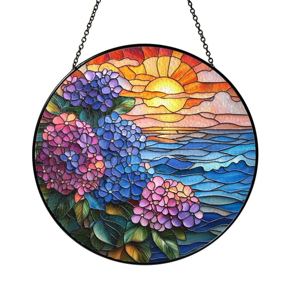 Botanical Hydrangea Stained Glass Style Window Suncatcher - Walmart.com
