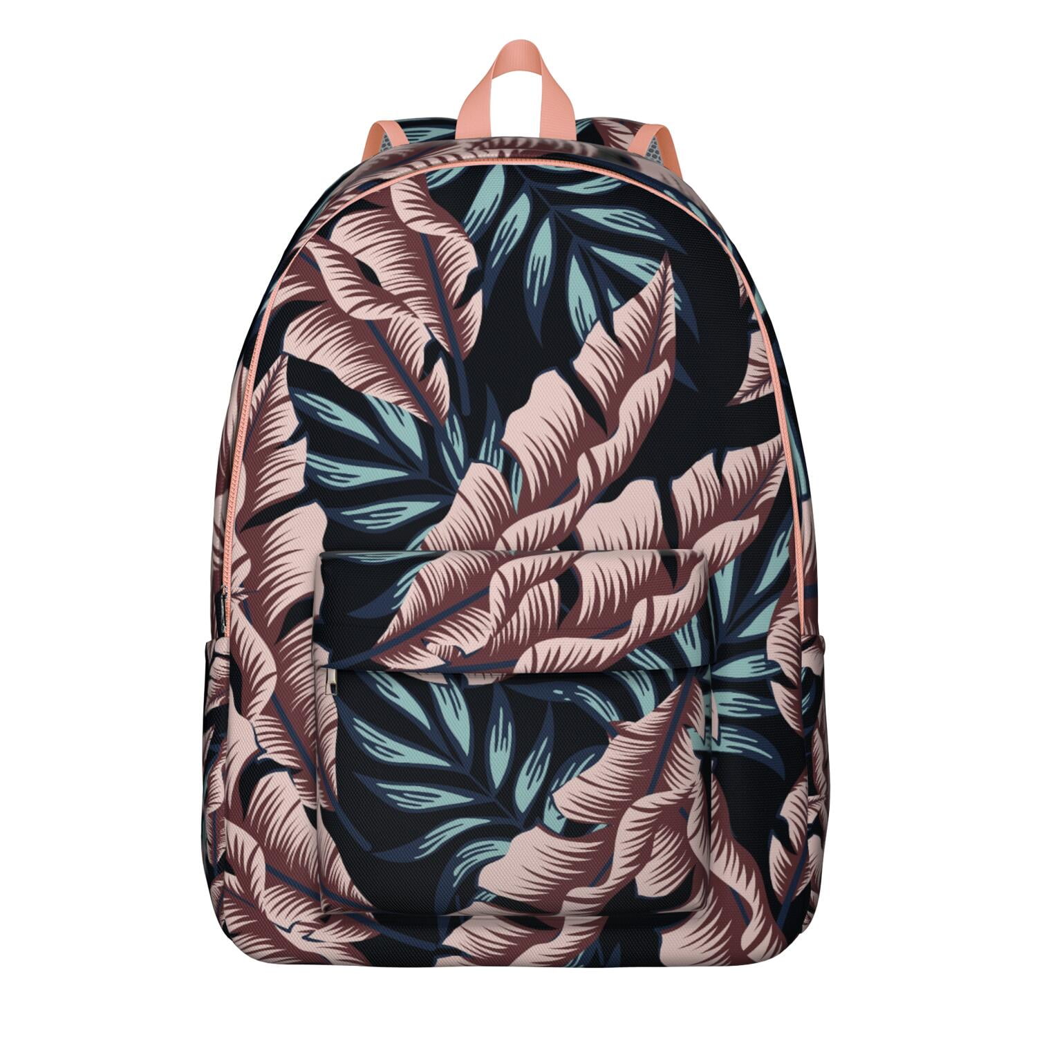 Botanical Jungle Leaves Backpack, Tropical Floral School Bag with Hawaiian Print, Exotic Summer ...