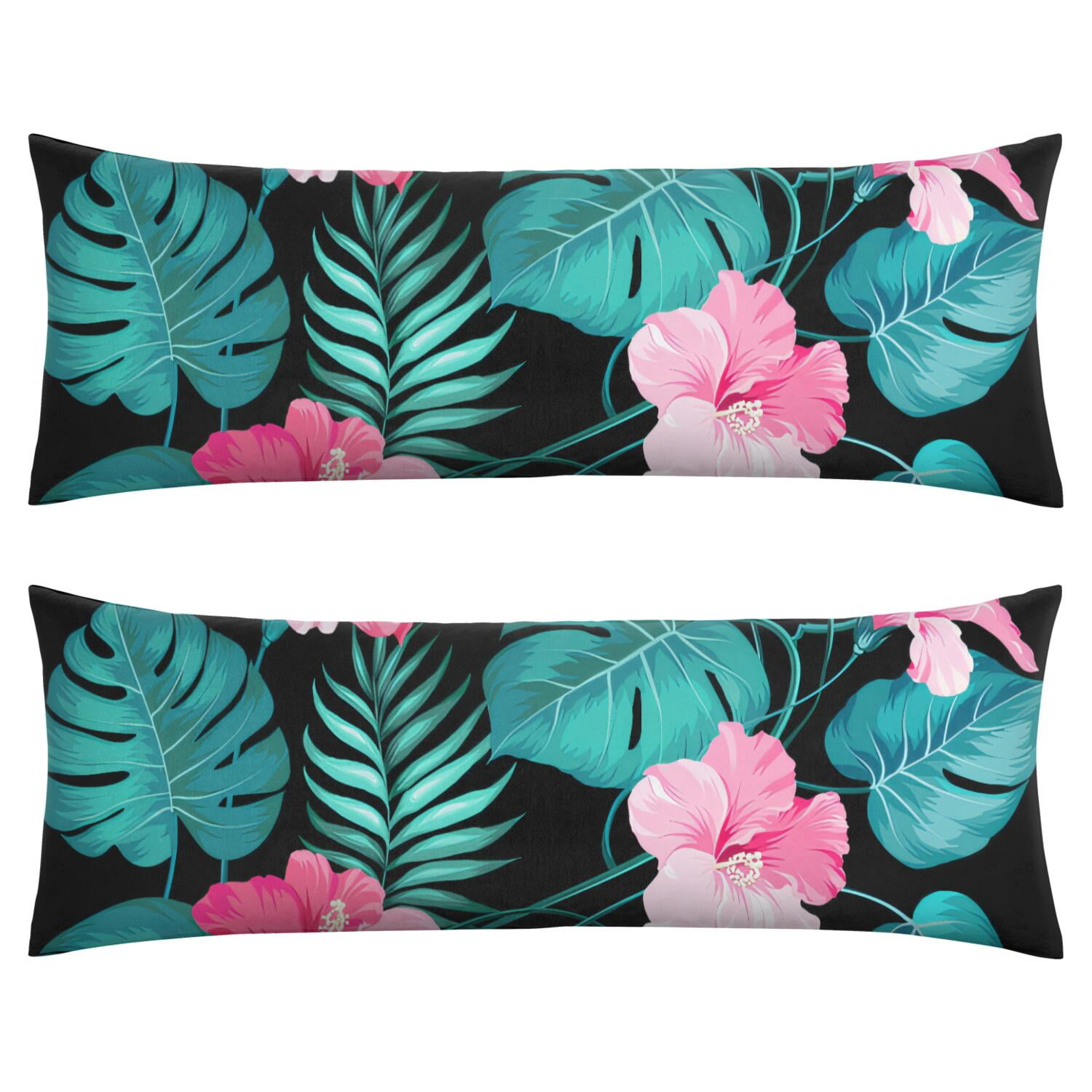 Botanical Jungle Leaves Body Pillow Cover 20x54 - Long Pillowcase with ...