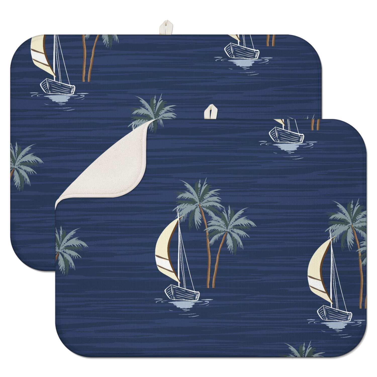 Botanical Jungle Leaves Dish Drying Mat – Tropical Floral and Hawaiian ...