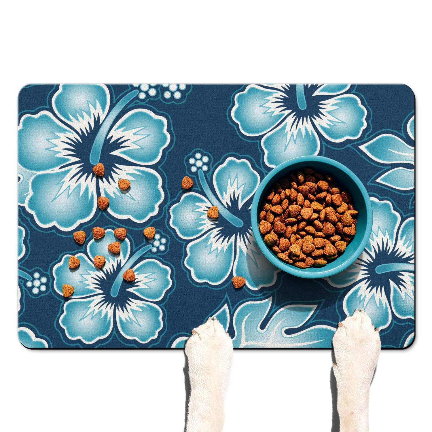 Botanical Jungle Leaves Dog Food Mat Featuring Vibrant Tropical Floral ...