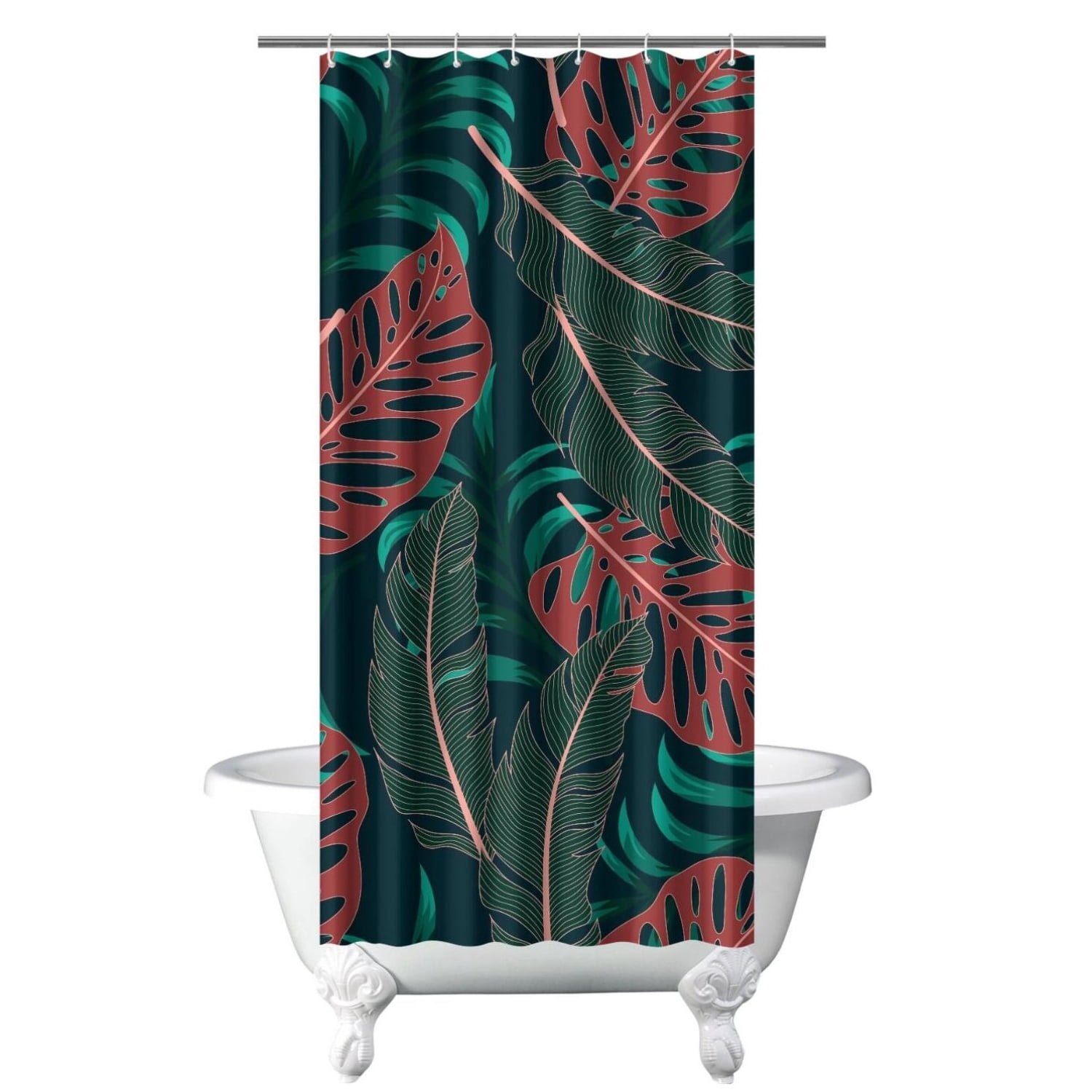 Botanical Jungle Leaves and Tropical Floral Shower Curtain 36x72 ...