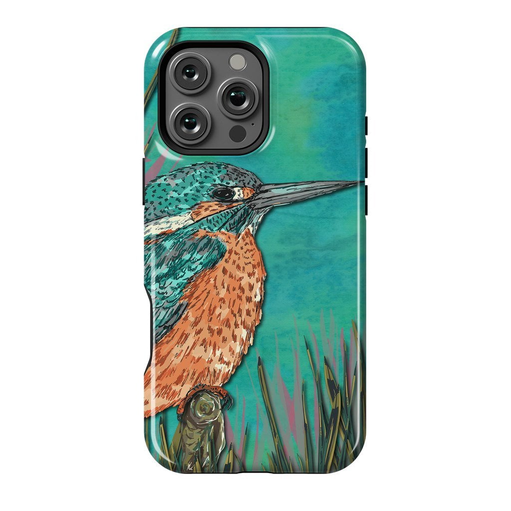 Botanical Kingfisher Bird Lover Illustration iPhone Case 17 16 15 14 13 ...
