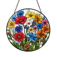 Botanical Landscape Stained Glass Style Window Suncatcher, Wildflower ...