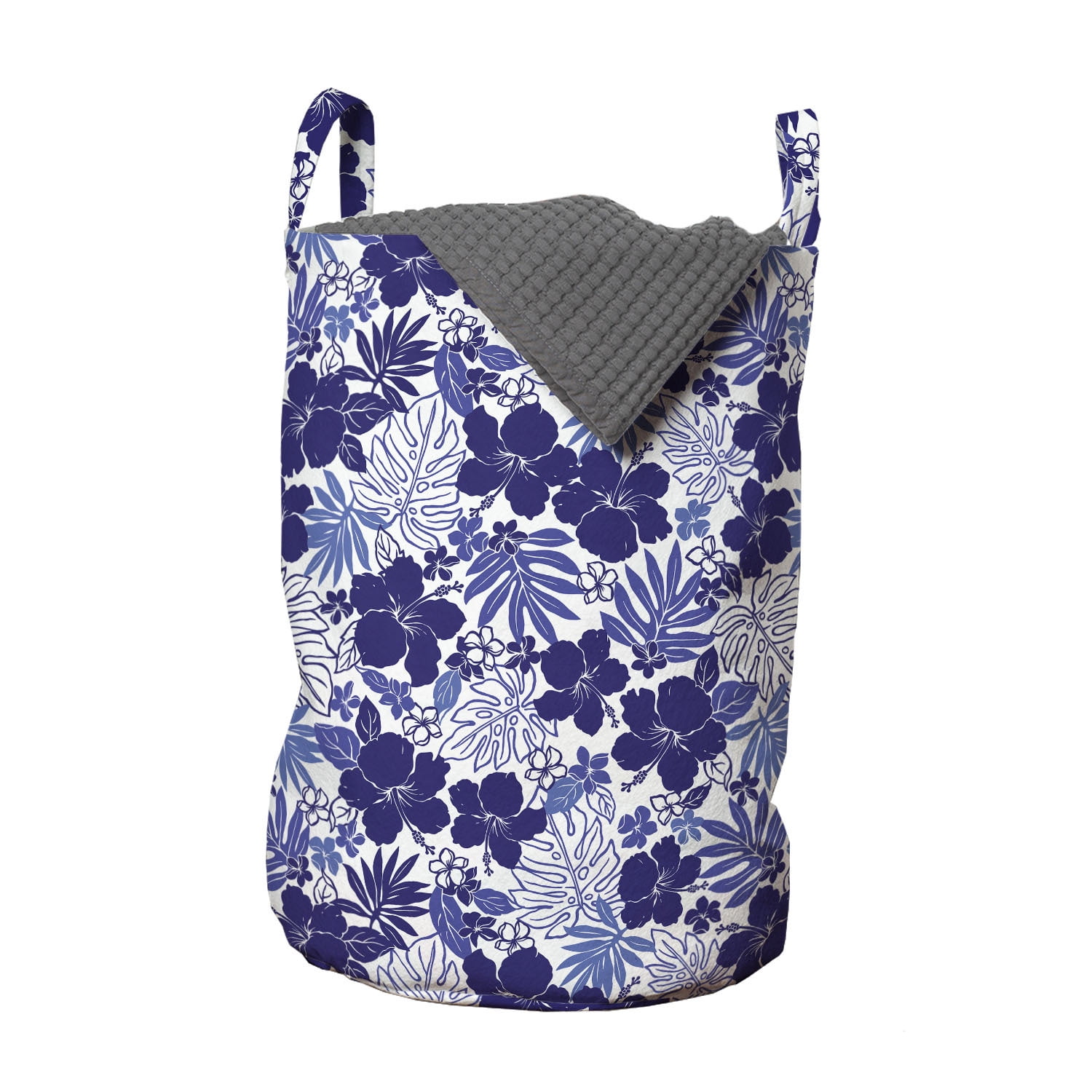 Botanical Laundry Bag, Monstera Leaves Hibiscus Flowers Palm Tropical Plants Boho Hippie, Basket ...