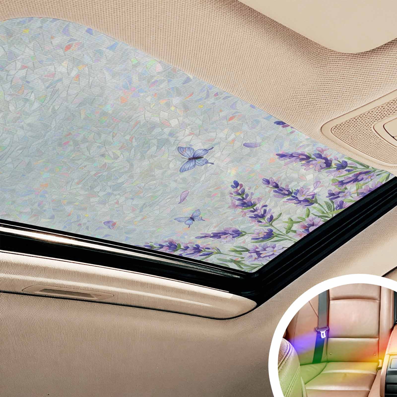 Botanical Lavender Floral Window Privacy Film Rainbow Static Cling ...