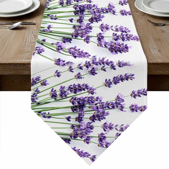 Botanical Lavender Table Runner Linen Burlap Table Runner 72 Inches ...