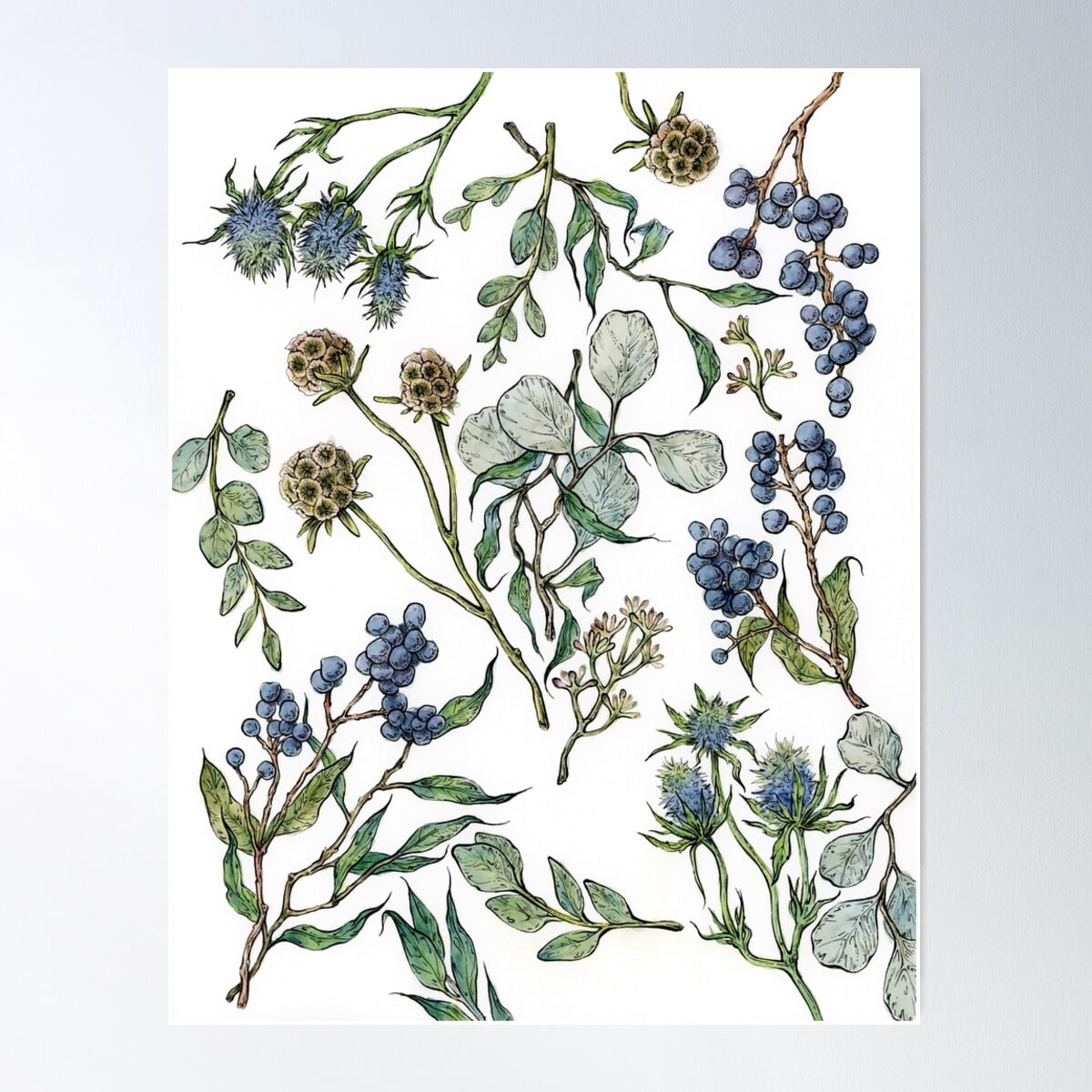 Botanical Layout Poster Wall Art, Modern Wall Decor For Living Room ...