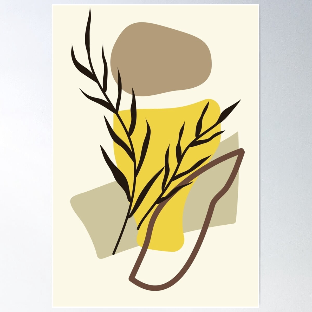 Botanical Leaf Boho Art - Abstract Minimalist Flower Art Design ...