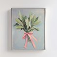 Botanical Leaf Bouquet Art Pastel Greenery Pink Ribbon Decor Unframed ...