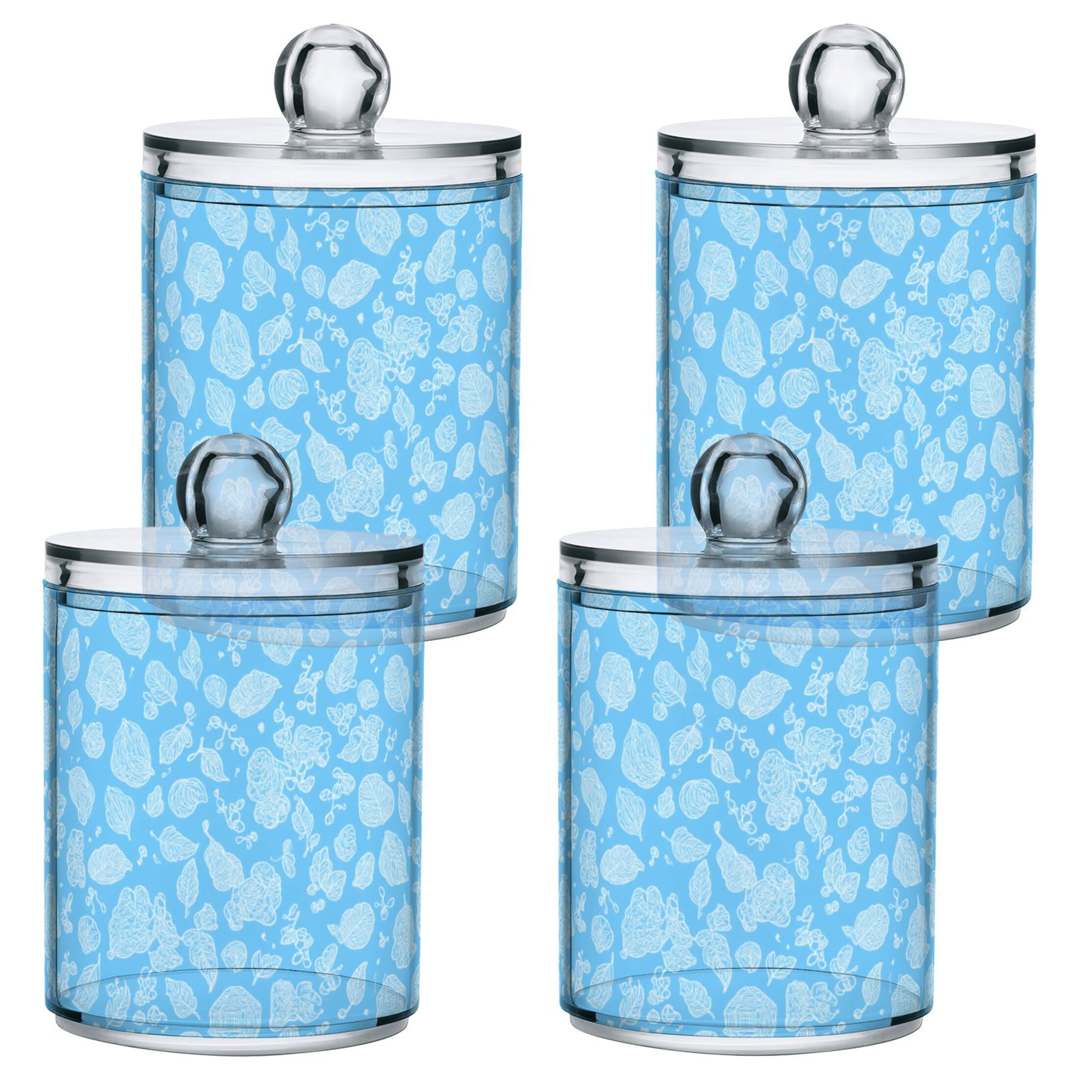 Botanical Leaf Collection Bathroom Canisters Set of 4 Translucent ...