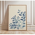 Botanical Leaf Minimal Blue Nature Wall Art Japandi Style Home Art ...