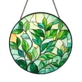 Botanical Leaf Pattern Stained Glass Style Round Window Hanging2301 ...