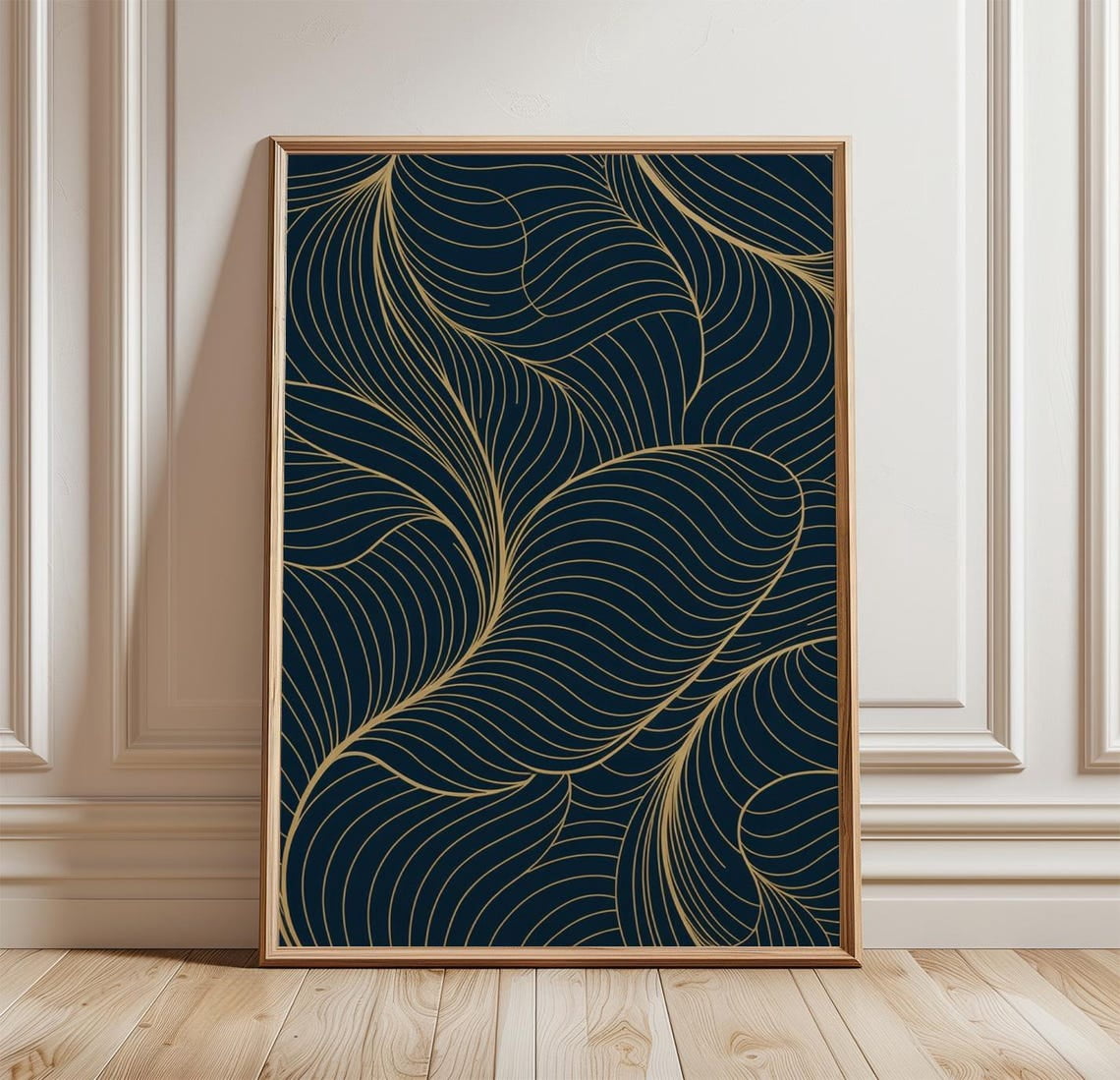Botanical Leaf Pattern Wall Art Print, Dark Green Artwork, Art Nouveau ...