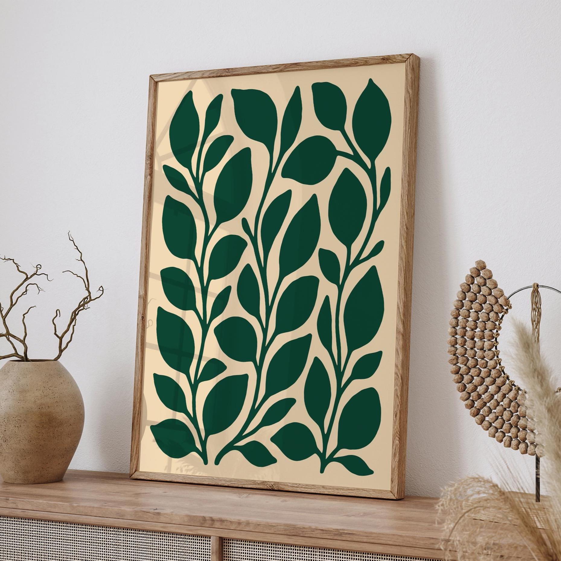 Botanical Leaf Print: Minimalist Scandinavian Wall Art UNFRAMED Poster ...