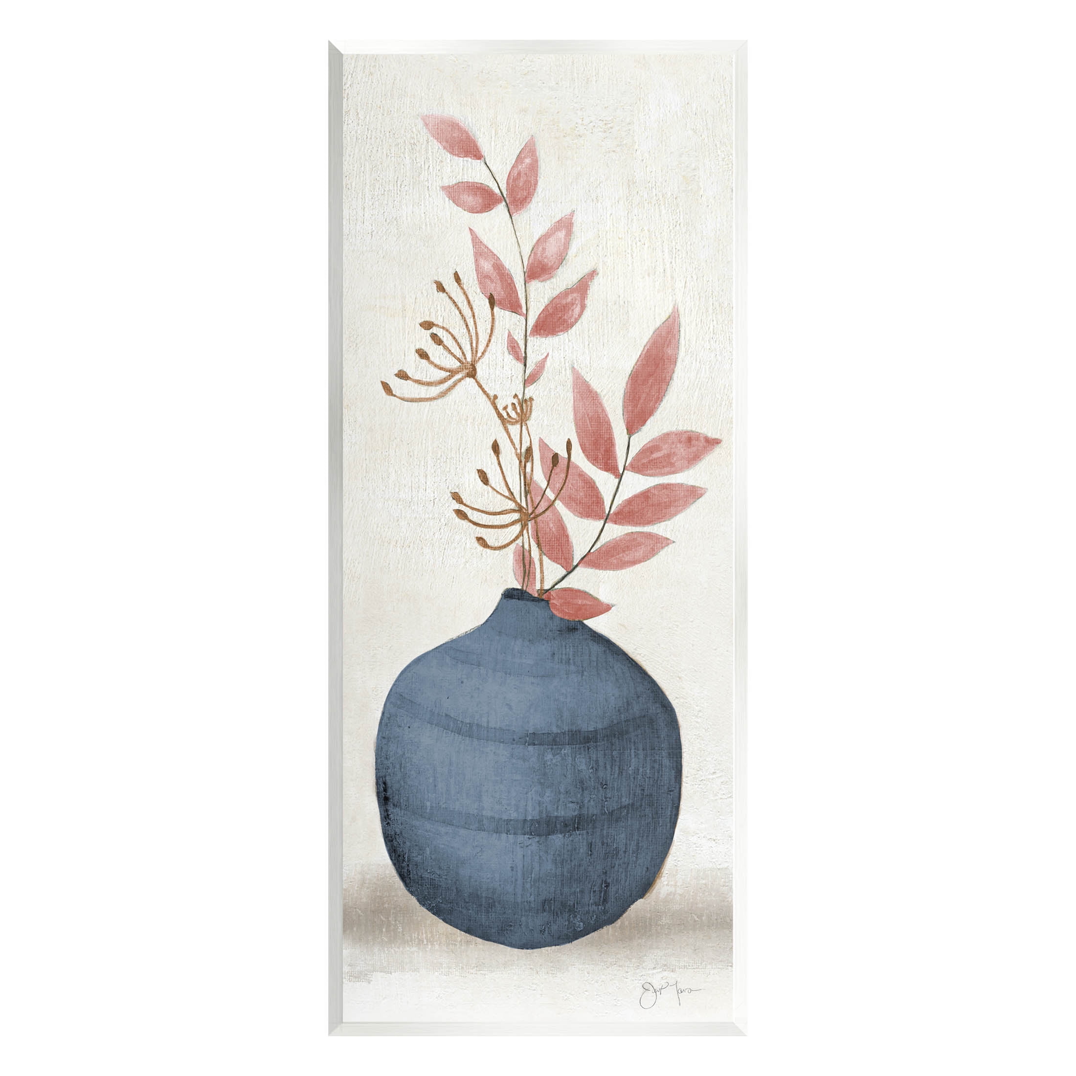Botanical Leaf Sprigs Blue Vase Botanical & Floral Graphic Art Unframed ...