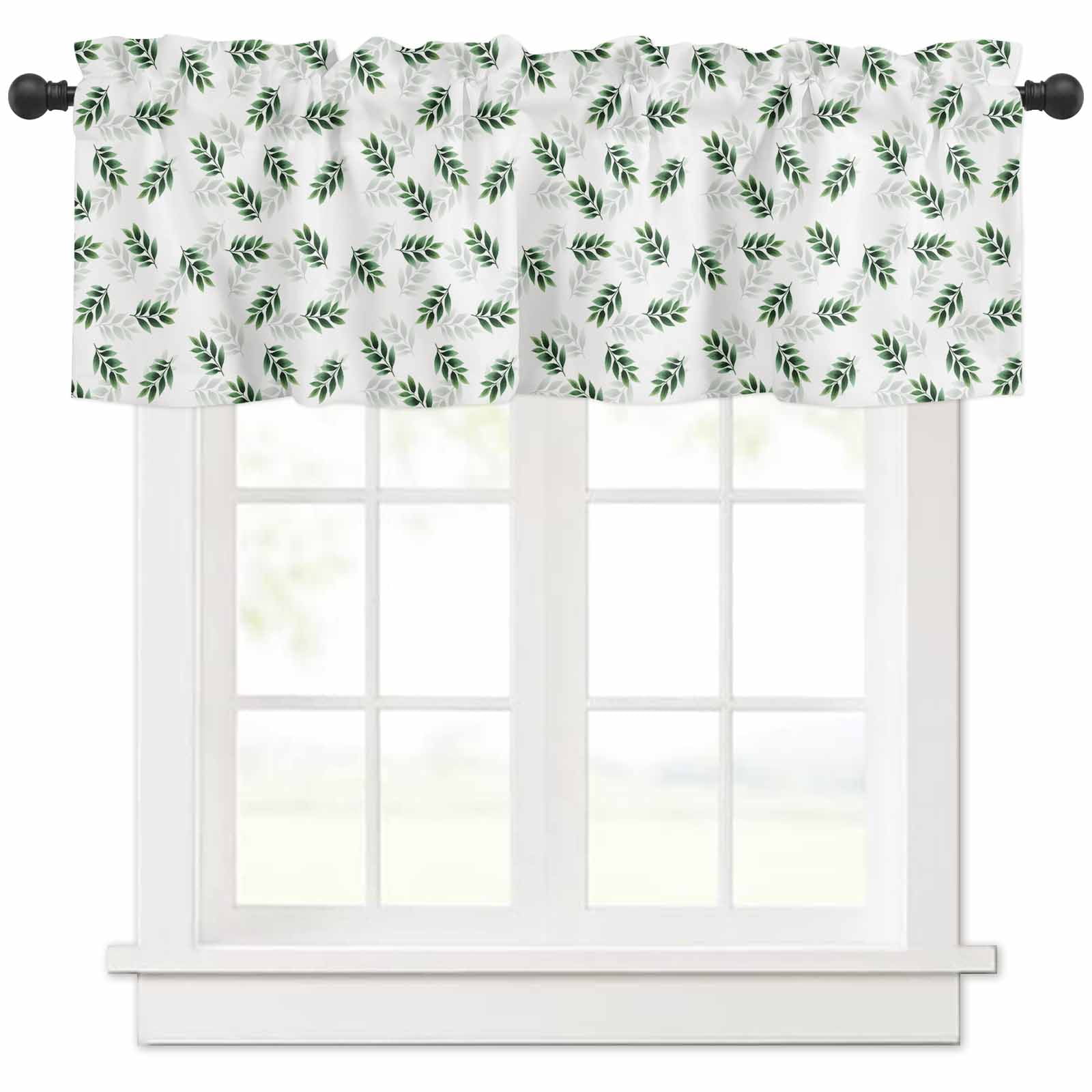 Botanical Leaf Valances for Windows Farmhouse Kitchen Curtains Valances ...