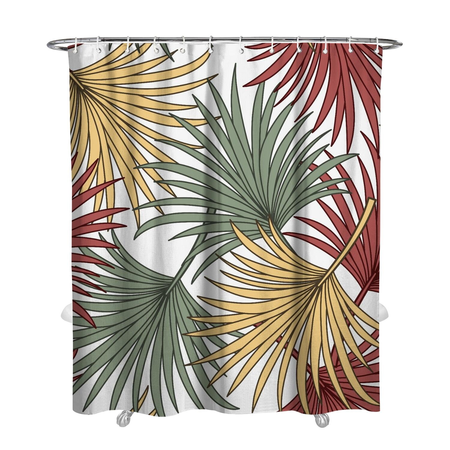 Botanical Leafy Shower Curtain 72x84 Inches, Tropical Leaf and Hawaiian Floral Pattern, Palm ...