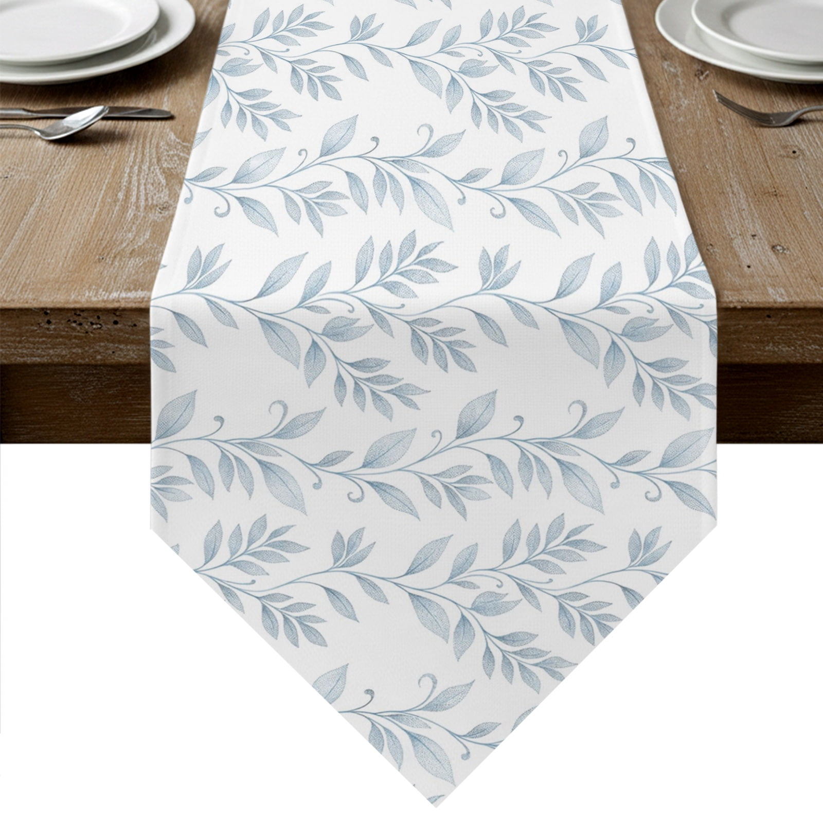 Botanical Leafy Vines Table Runner Linen Burlap Table Runner 90 Inches ...