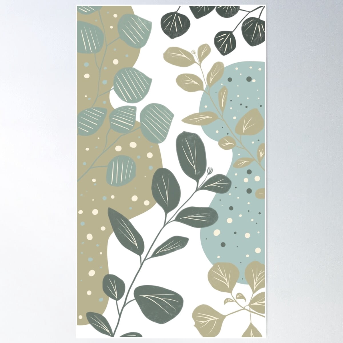 Botanical Leaves And Spots Natural Colour Poster Wall Art, Modern Wall ...