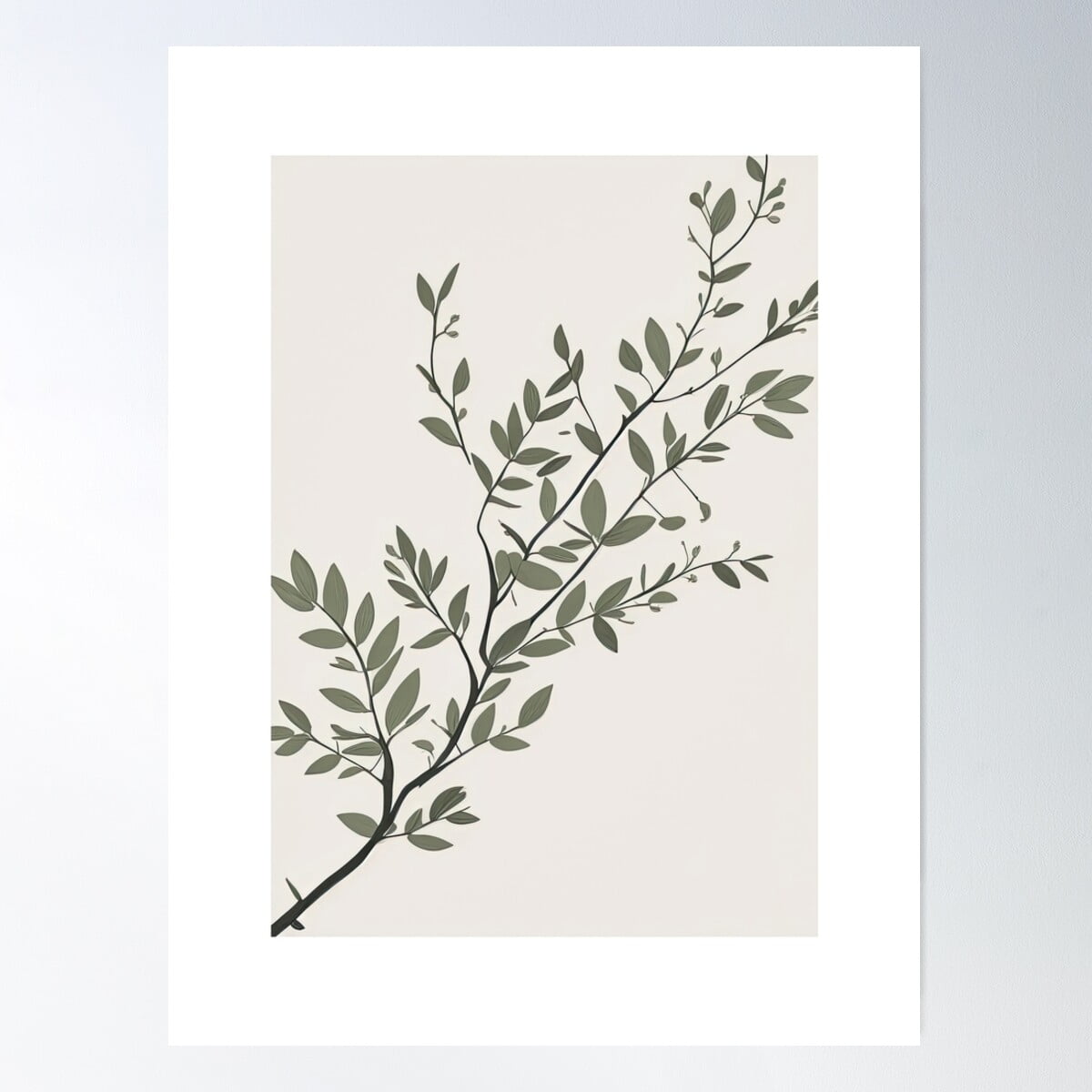 Botanical Leaves Branch, Minimal Leaves Art, Digital Art, Tree Branch ...