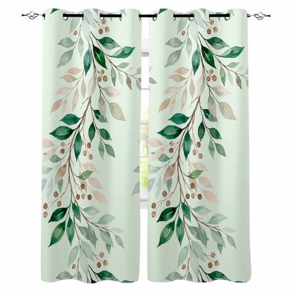 Botanical Leaves Kitchen Curtains Weeping Berry Spring Plants Summer ...
