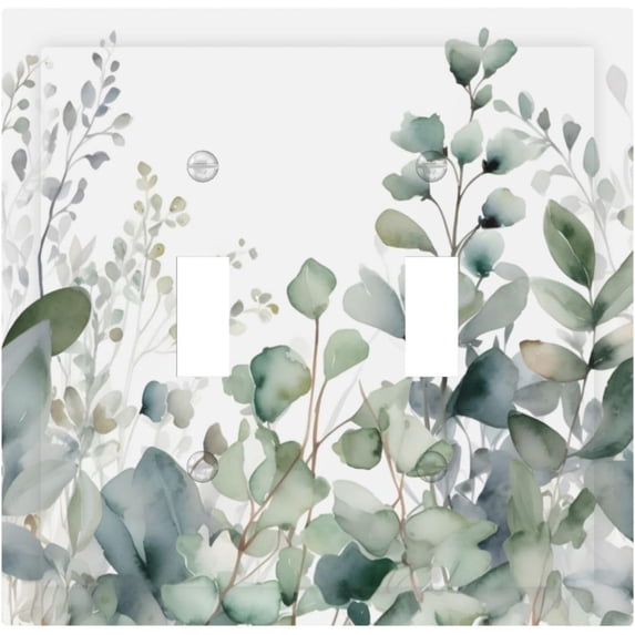 Botanical Leaves Light Switch Cover 2-Gang, Double Toggle Outlet Wall ...