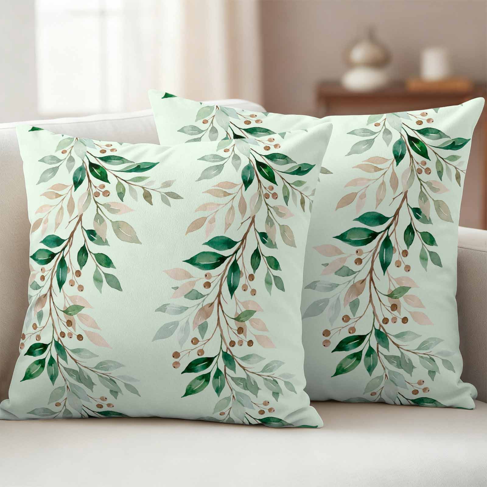 Botanical Leaves Outdoor Waterproof Throw Pillow Covers 24x24 Set of 2 ...