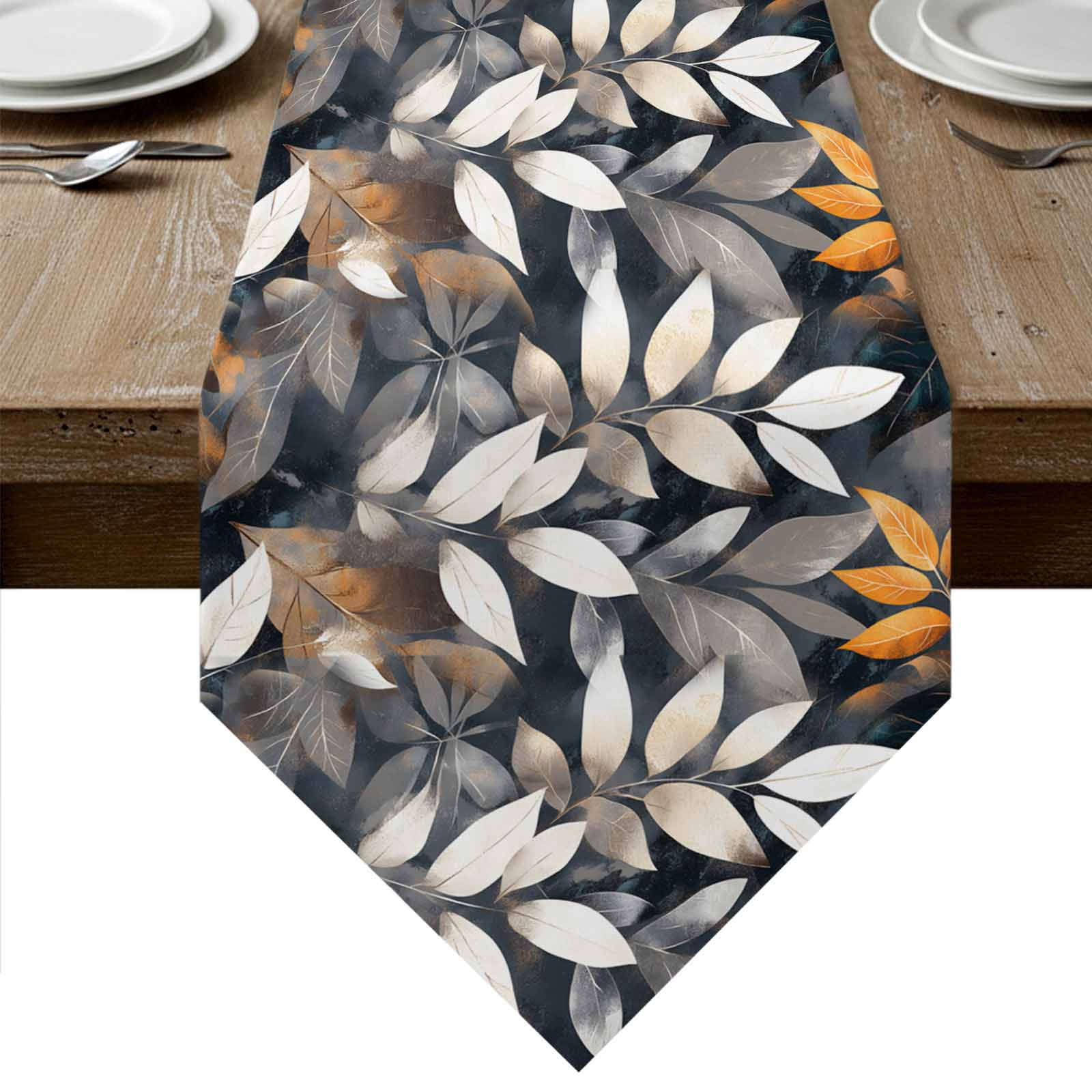 Botanical Leaves Table Runner Linen Burlap Table Runner 72 Inches Long ...