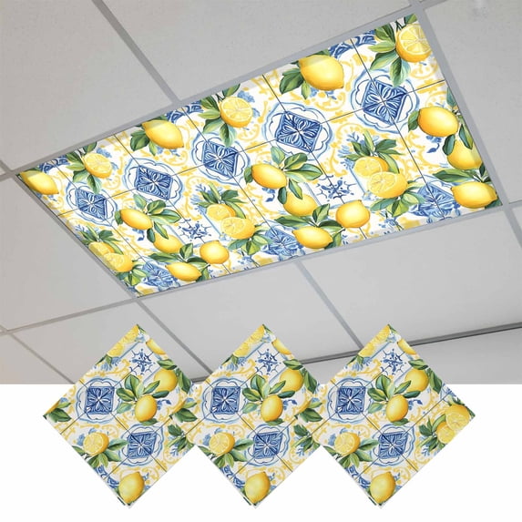 Botanical Lemon Fluorescent Light Covers, Spring Countryside Floral ...