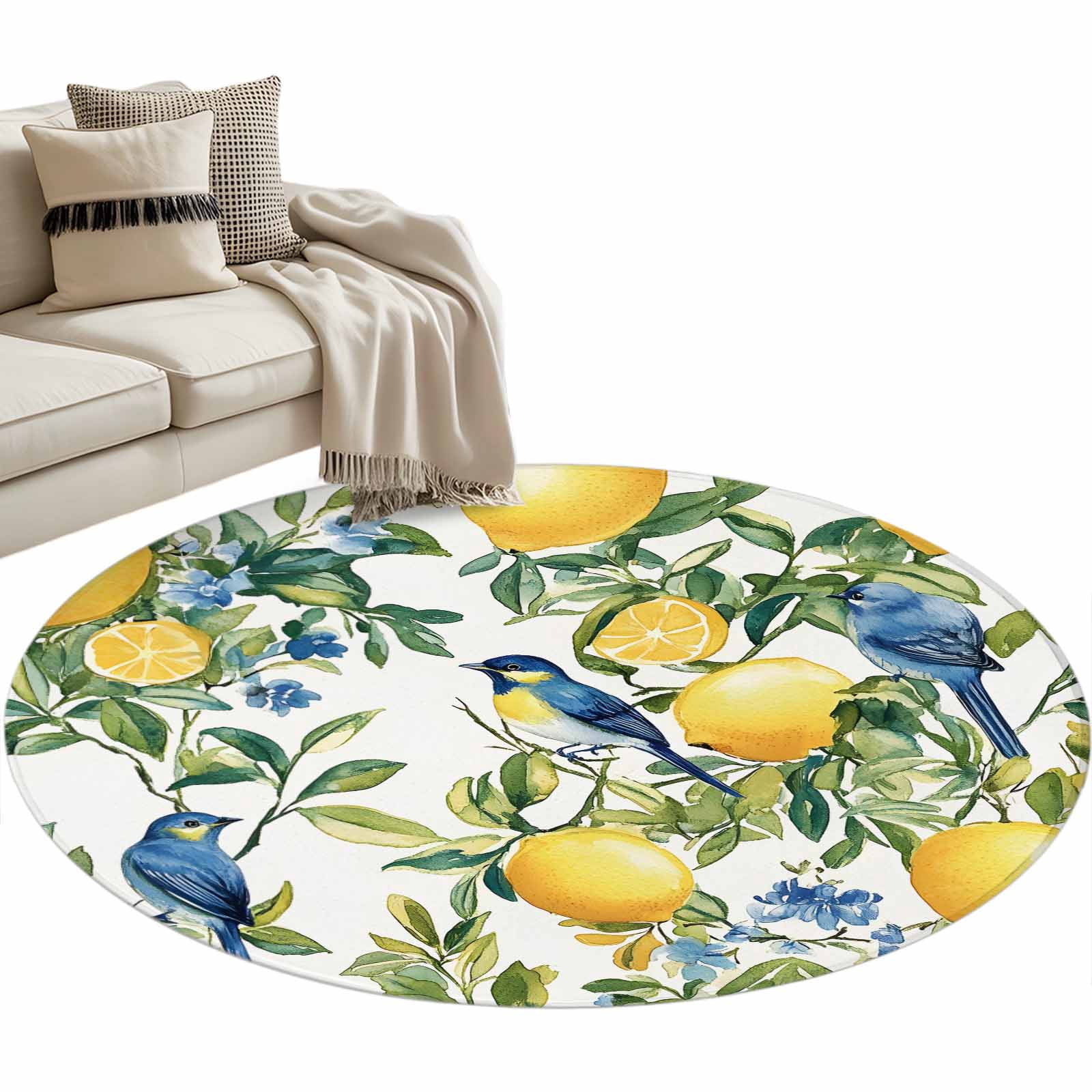 Botanical Lemon Large Area Rugs for Bedroom Living Room, Soft Non Slip ...