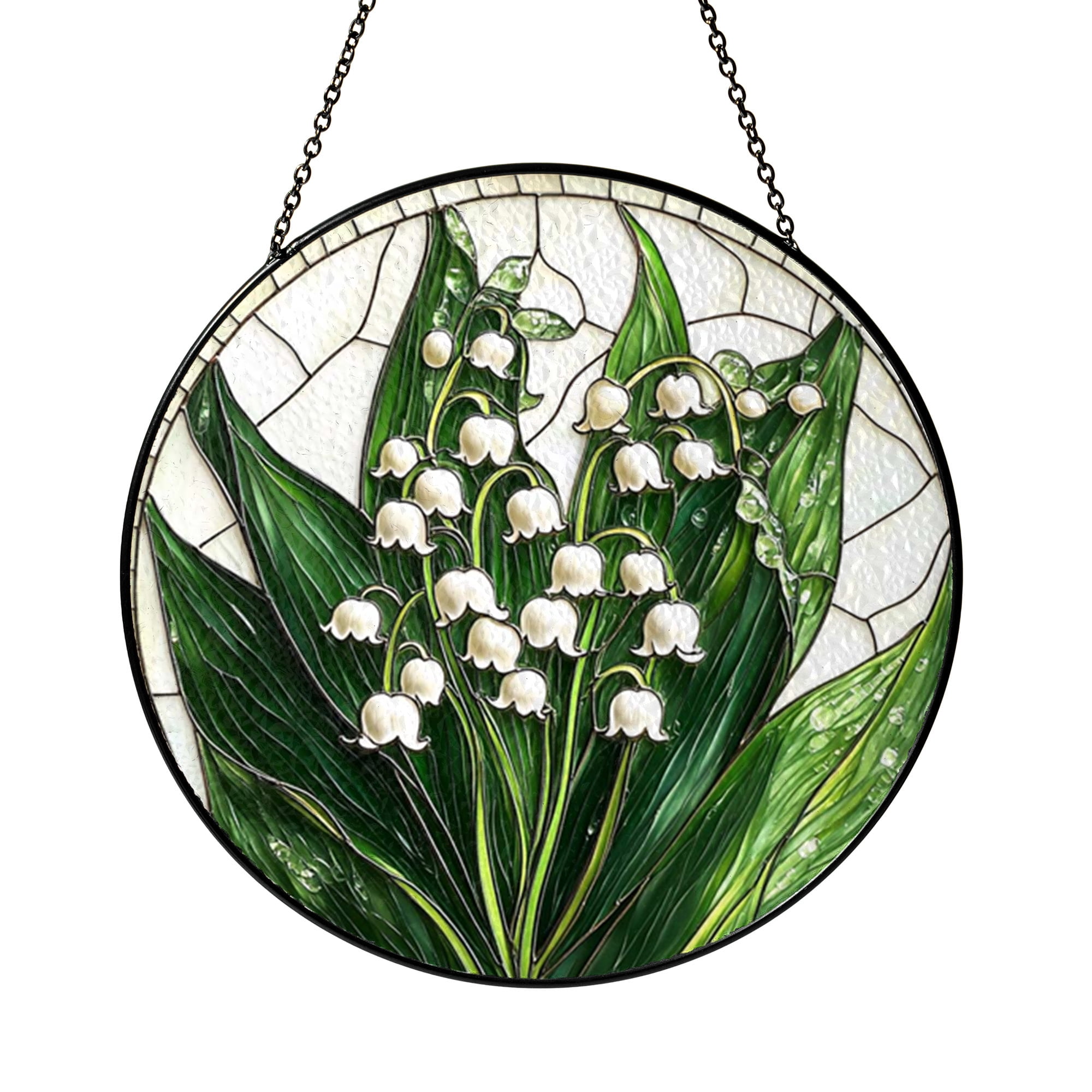 Botanical Lily Flower Scene Stained Glass Suncatcher, Window Decor ...