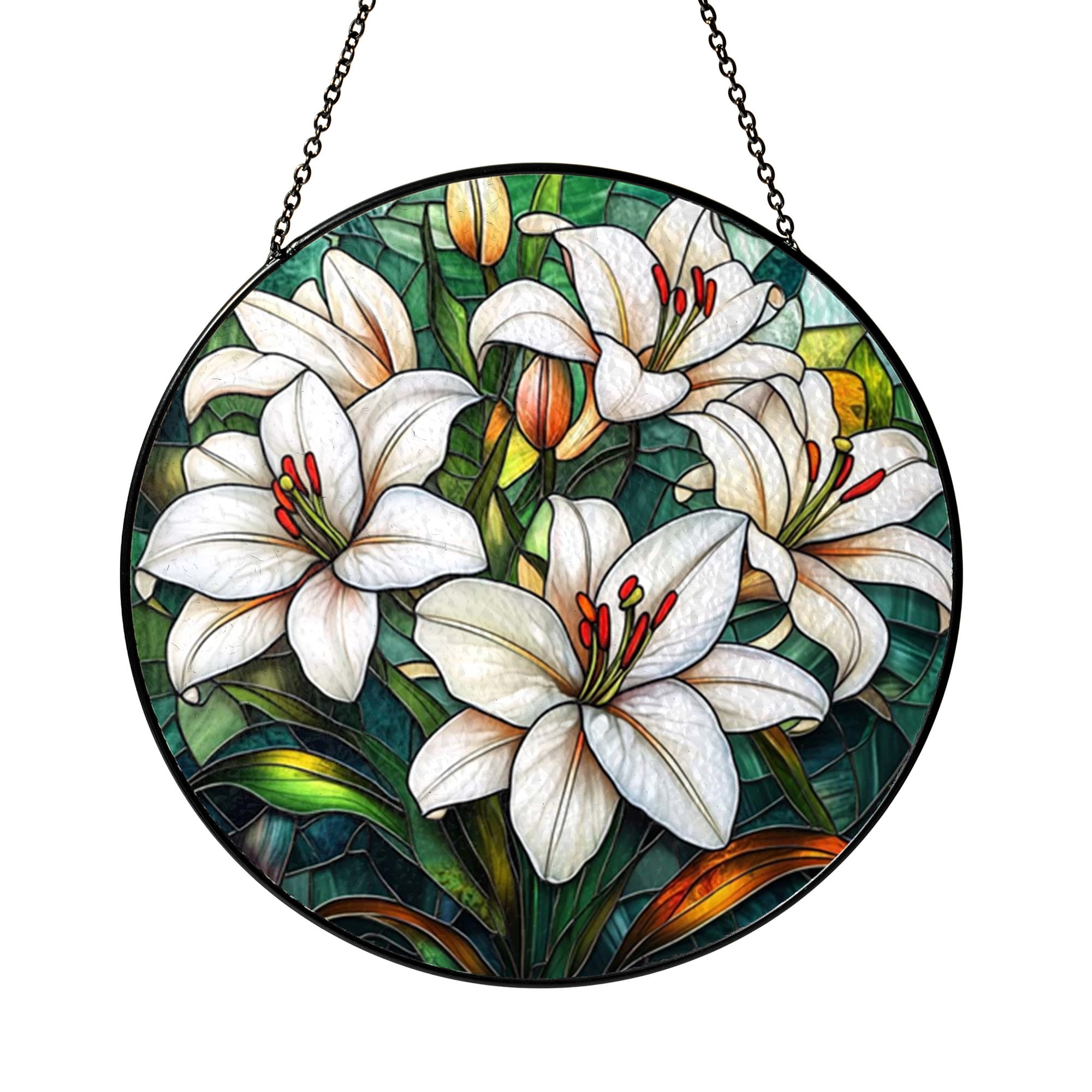 Botanical Lily Stained Glass Suncatcher Decorative Floral Window Art ...