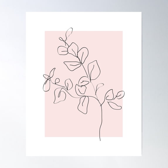 Botanical Line Art 2 Pink Wall Art Minimalist Modern Art By Synplus ...