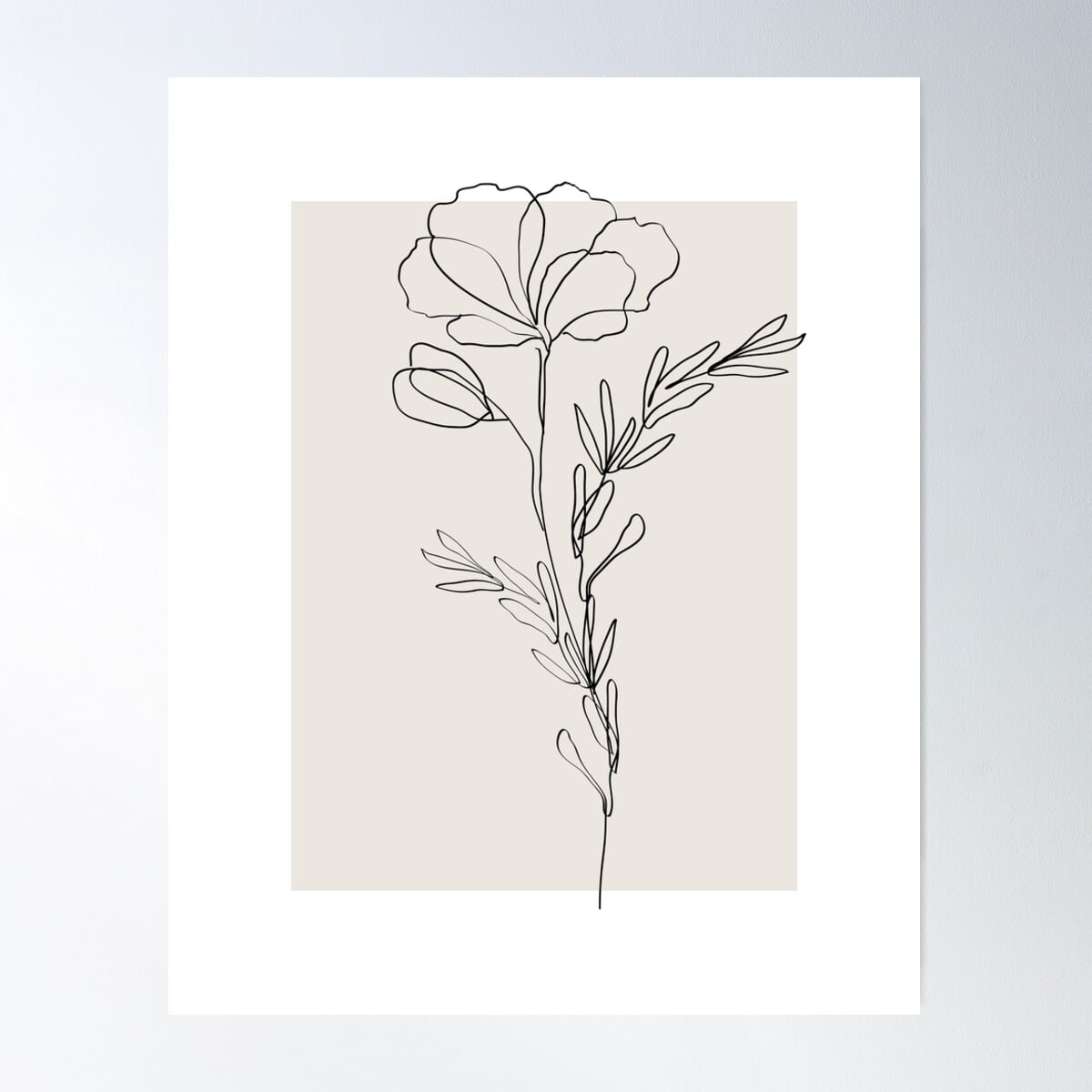 Botanical Line Art, Flower Line Art, Neutral Beige Wall Art, Minimalist ...
