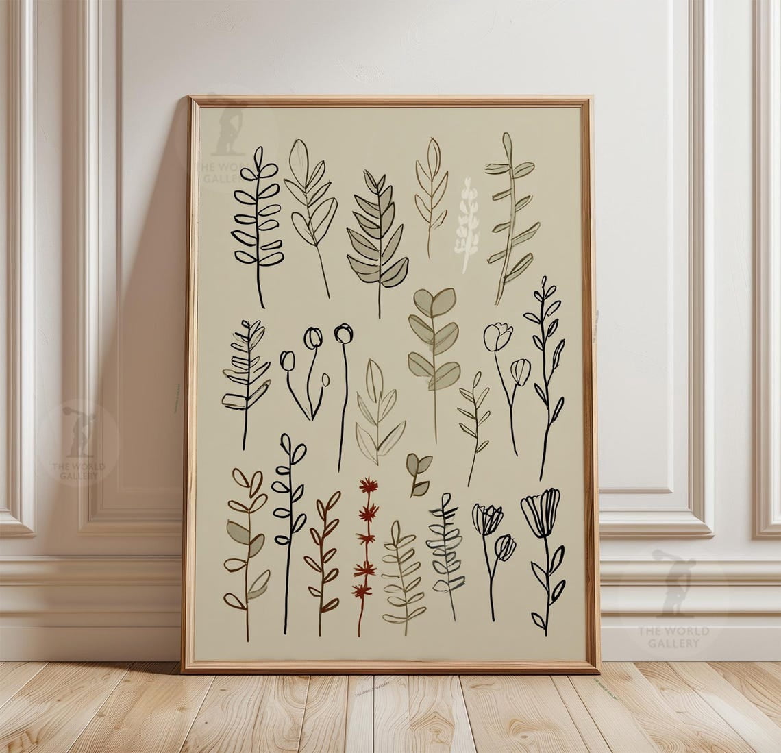 Botanical Line Art Minimal Leaf Illustration Scandinavian, Unframed ...