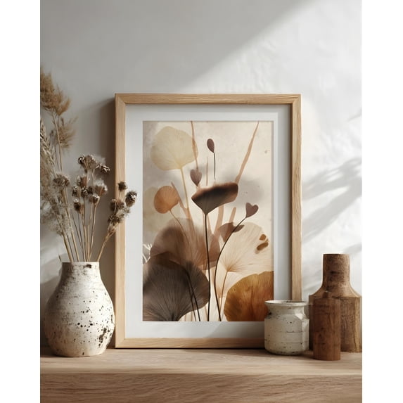 Botanical Line Poster Abstract Floral Earth Tone Decor , Poster Print ...