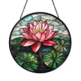 Botanical Lotus Bloom Scene Stained Glass Window Hanging - Walmart.com