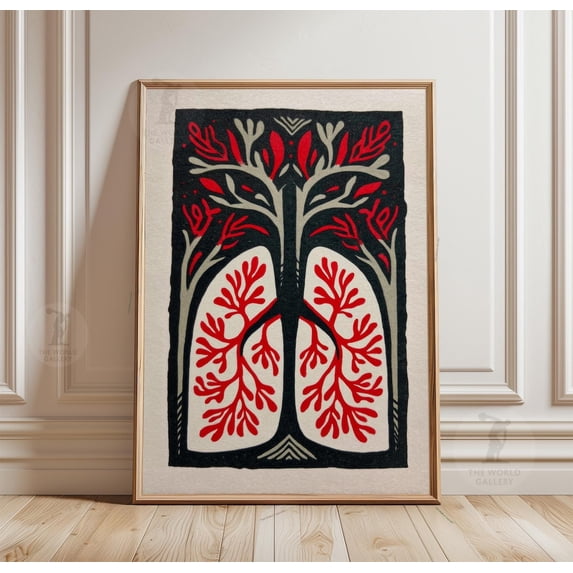 Botanical Lungs Art Abstract Tree Anatomy Wall Art Modern Minimal ...