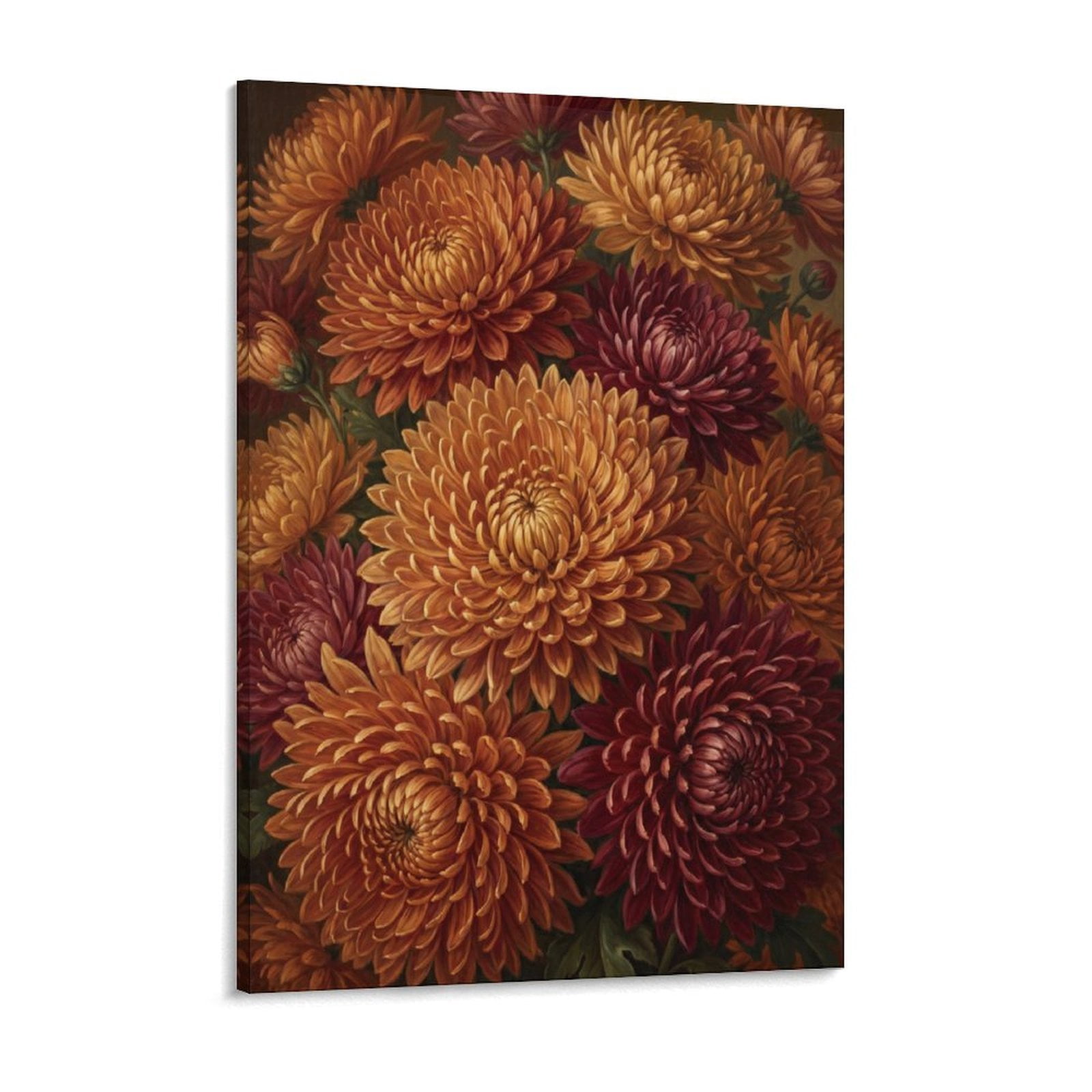Botanical Lush Chrysanthemum Blooms in Autumn Tones Versatile Vertical ...