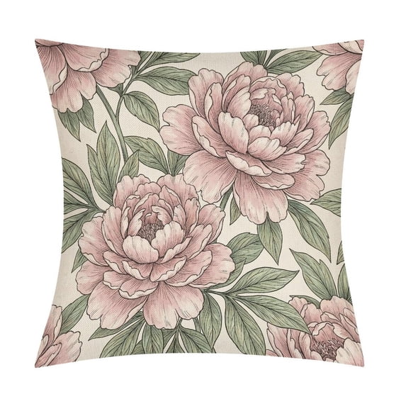 Botanical Lush Pink Peonies And Green Foliage Pattern 2-Pack Decorative ...