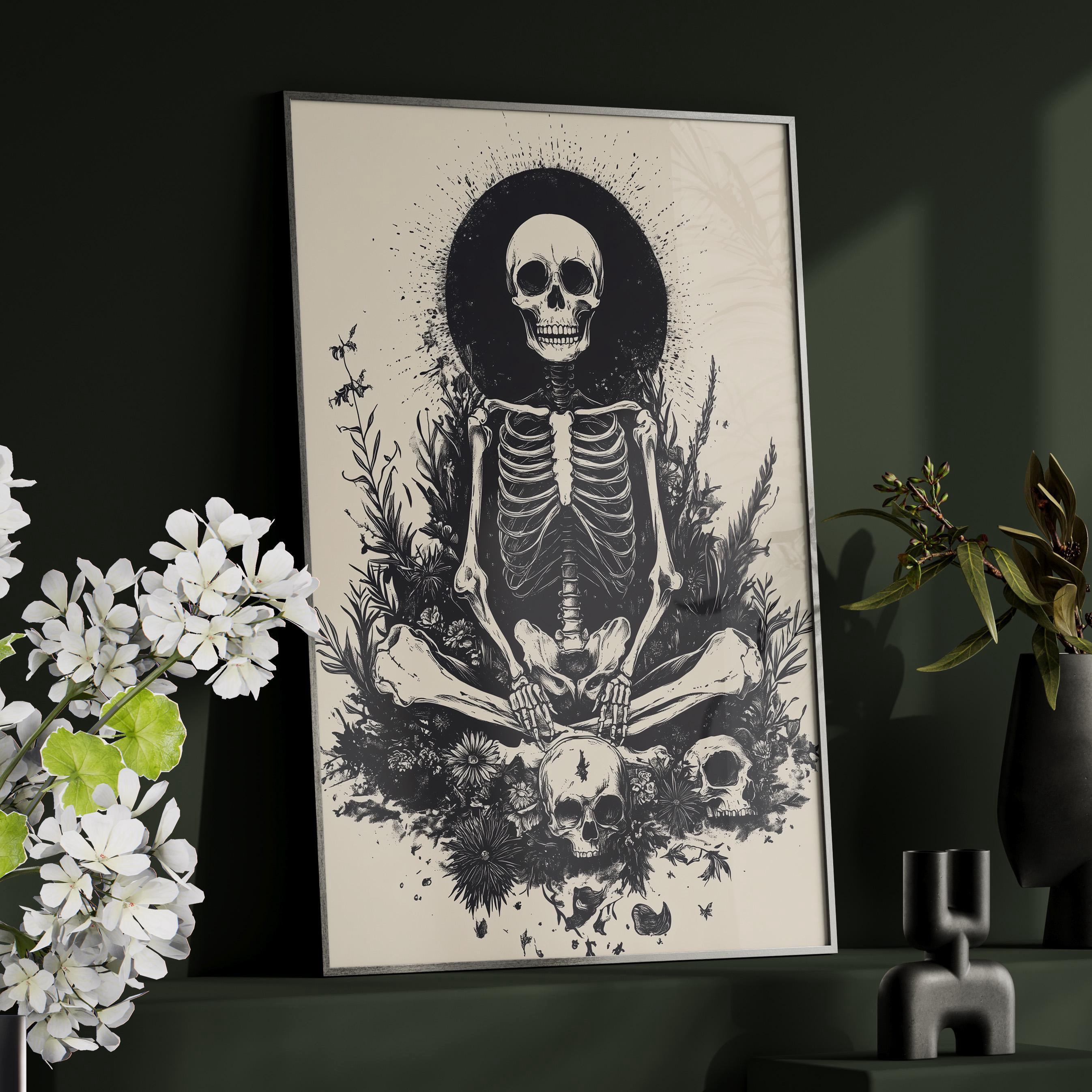 Botanical Macabre Skeleton Art Poster Gothic Memento Mori Wall Artdark ...