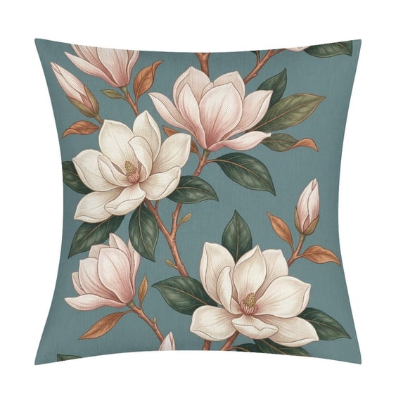 Botanical Magnolia Blossoms And Leaves on Branch 2-Pack Decorative Faux ...
