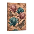 Botanical Magnolia Blossoms And Moths on Script Background Long-Lasting ...