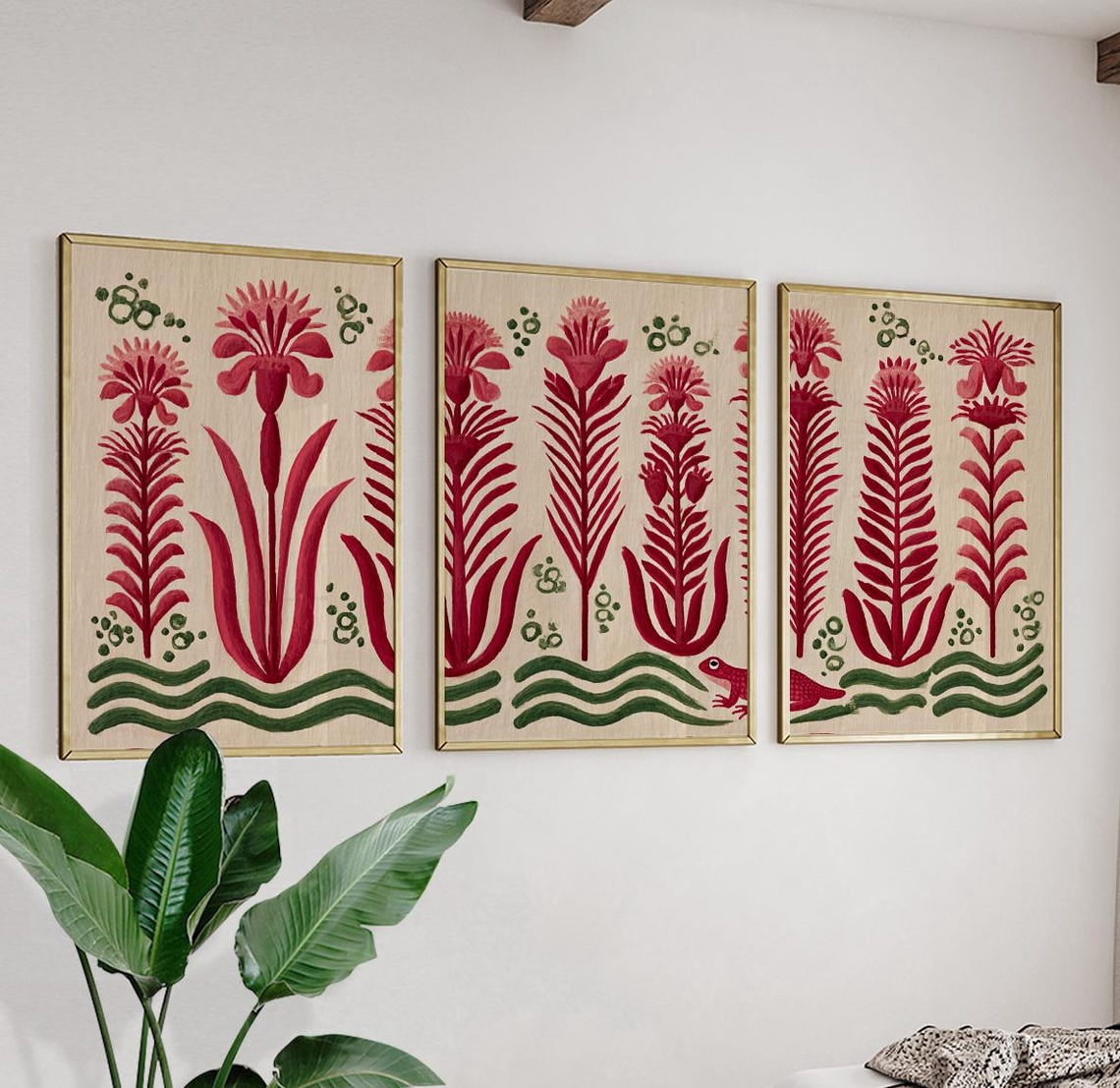 Botanical Modern Nature Art Wall Decor Art Set 3 Unframed Paper Print ...