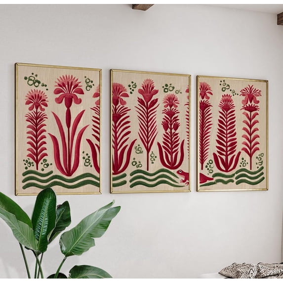 Botanical Modern Nature Art Wall Decor Art Set 3 Unframed Paper Print ...