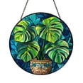 Botanical Monstera Design Stained Glass Style Suncatcher – Window ...
