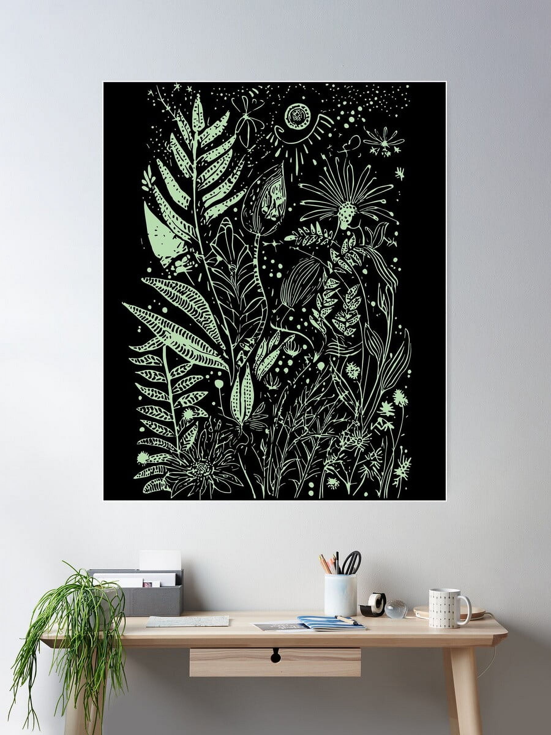 Botanical Moon Garden Print - Mystical Herb Witch Plant Art Wall Decor ...